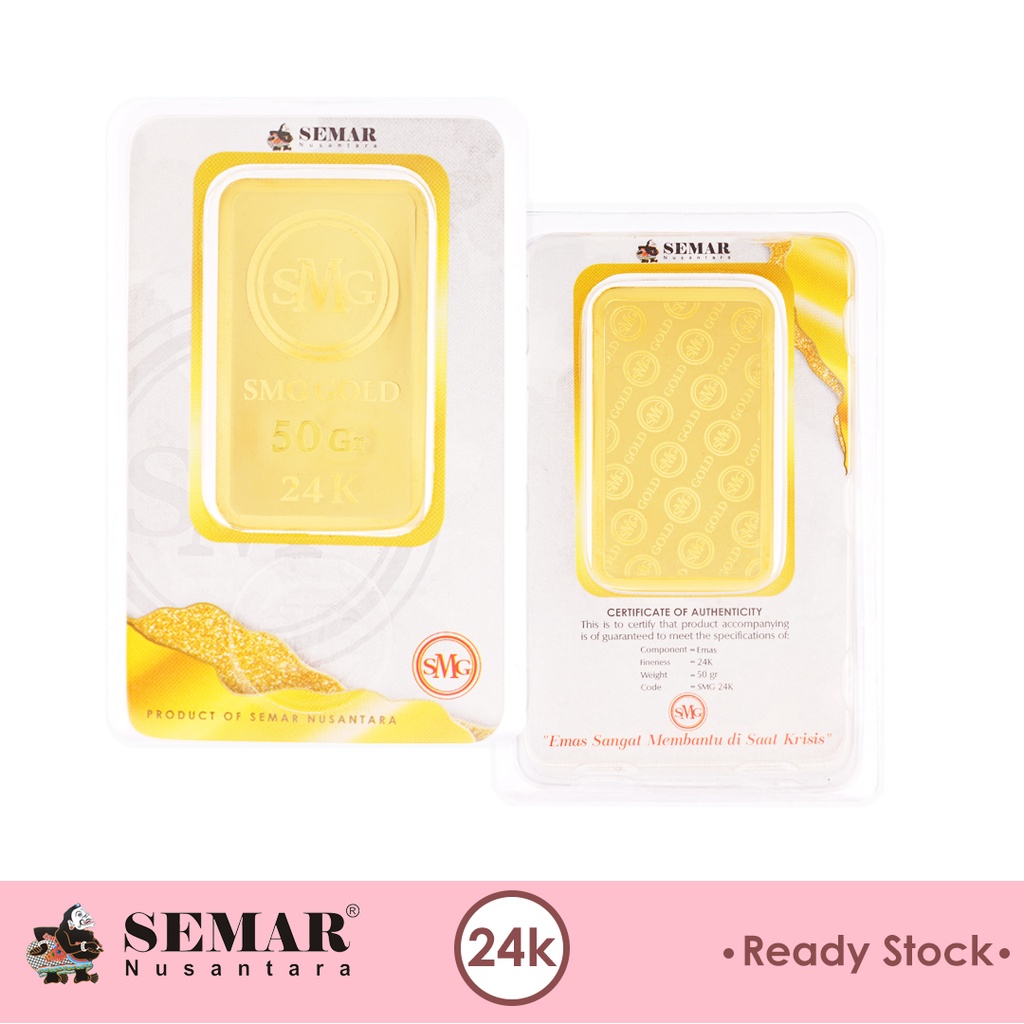 Jual Logam Mulia SMG Gold Press 50gram Emas Batangan Semar Nusantara ...