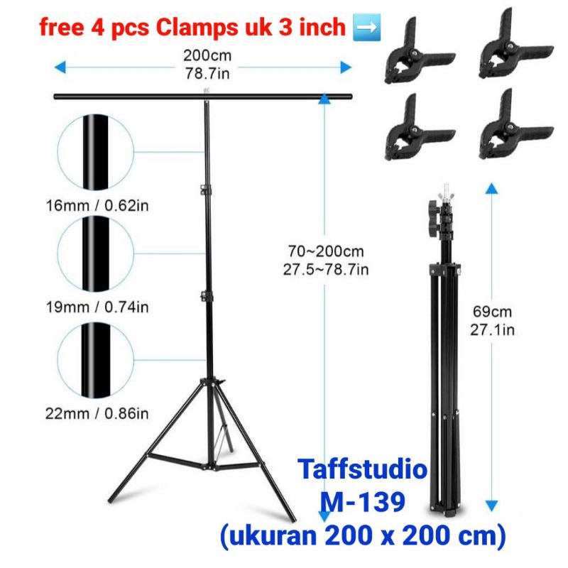 Jual Taffstudio Bs 300 Tiang Braet Stand 3M Untuk Badrop Foto Studio ...