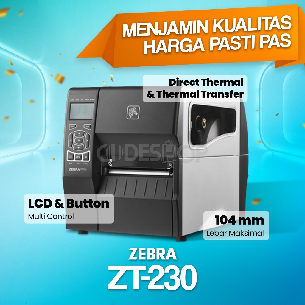 Jual ZEBRA ZT-230 Printer Barcode ZT230 / ZT-230 / ZT200 Series Cetak Stiker Label | Shopee ...