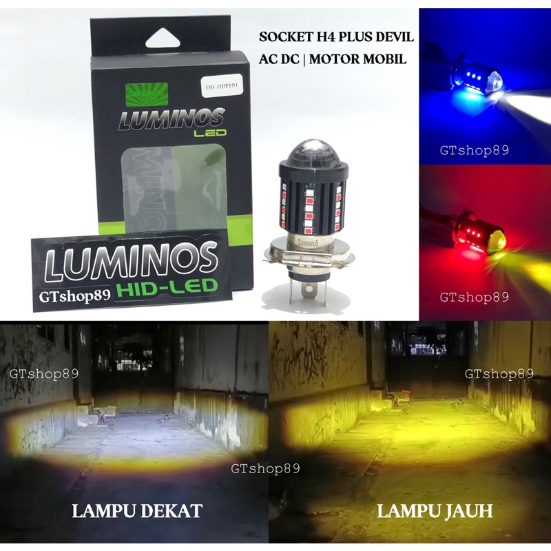 Jual Lampu utama LED H4 D2 laser LUMINOS plus AE DEVIL AC DC jauh dekat ...