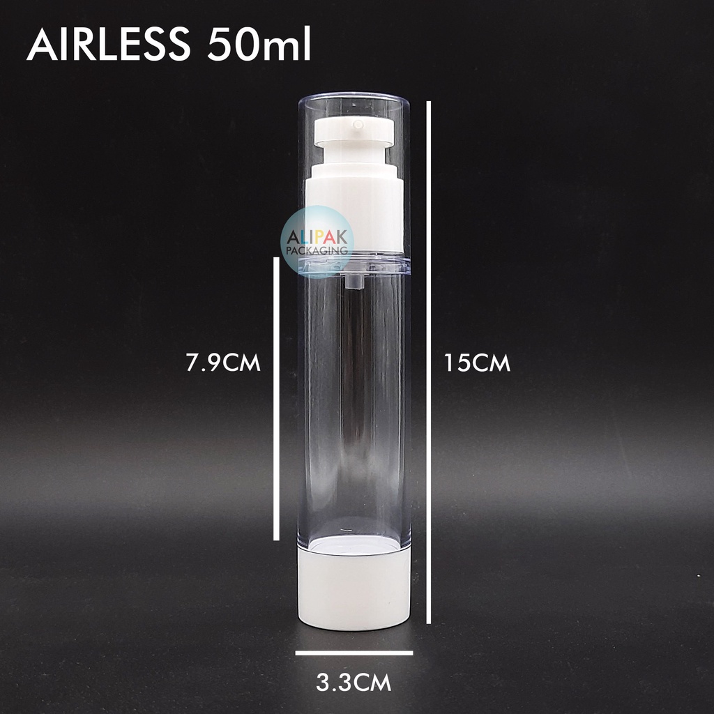 Jual Botol Airless 50ml Pump Lotion Putih Serum Akrilik Bening Airles ...