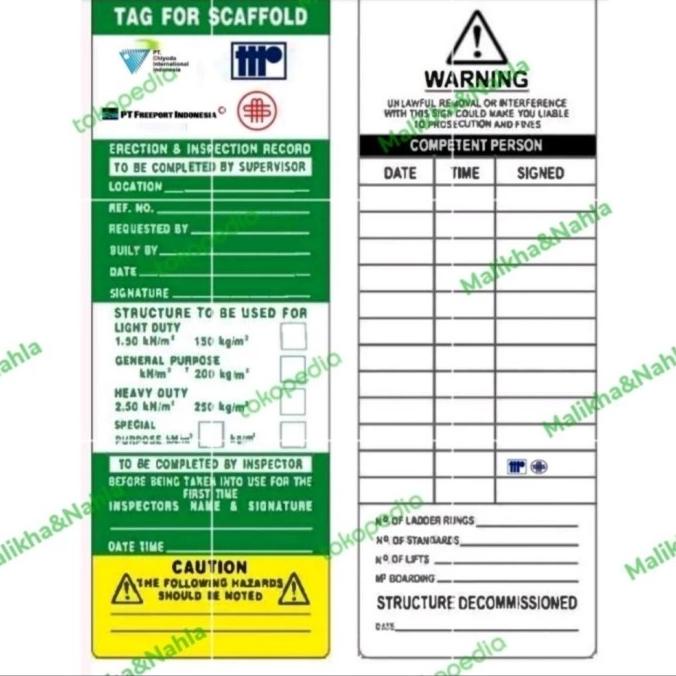 Jual Scaffolding Safety & Tagging - Safetyculture | Shopee Indonesia