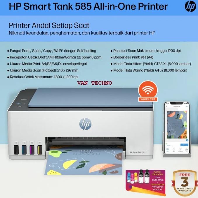 Jual hp smart tank 585 all-in-one printer (print-copy-scan-wifi ...