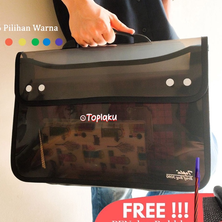 Jual [㊖.HZD☎) Topla Zipper School Bag Map Tas Dokumen Plastik Kancing 4 ...