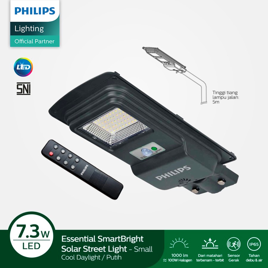Jual Philips Lampu Essential SmartBright Solar Street Light Small 7.3W ...