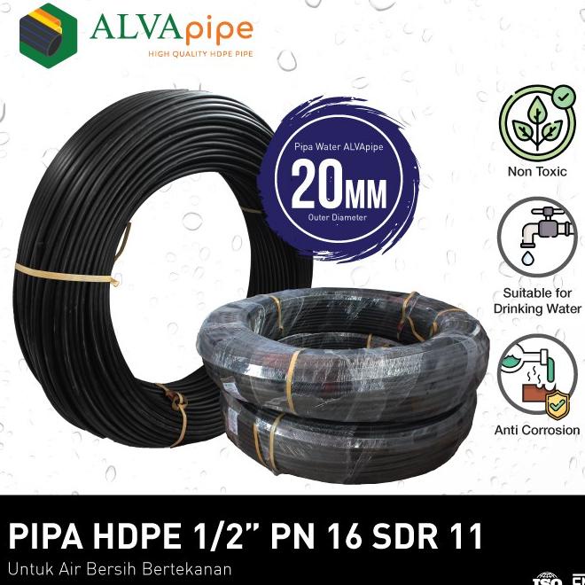 Jual Pipa Hdpe 1/2 Inch (20 Mm) Pn 16 Sdr 11; Ecer Per Roll Selang Irigasi | Shopee Indonesia