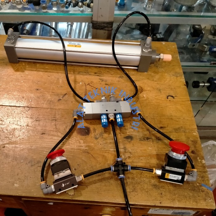 Jual 1 Set Pneumatic Air Cylinder 50-300 Push On 5/3 Bestseller ...