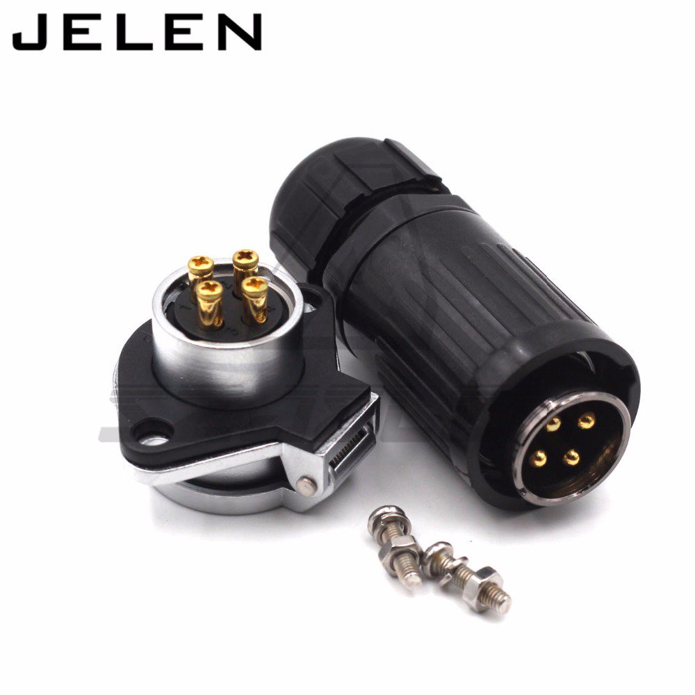 Jual &HE20, 4pin Waterproof Connector , 4 pin Screw fixing cable ...