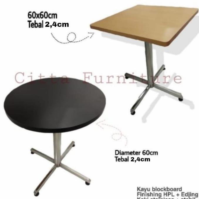 Jual Meja Cafe Bulat Persegi Kaki Stainless | Shopee Indonesia
