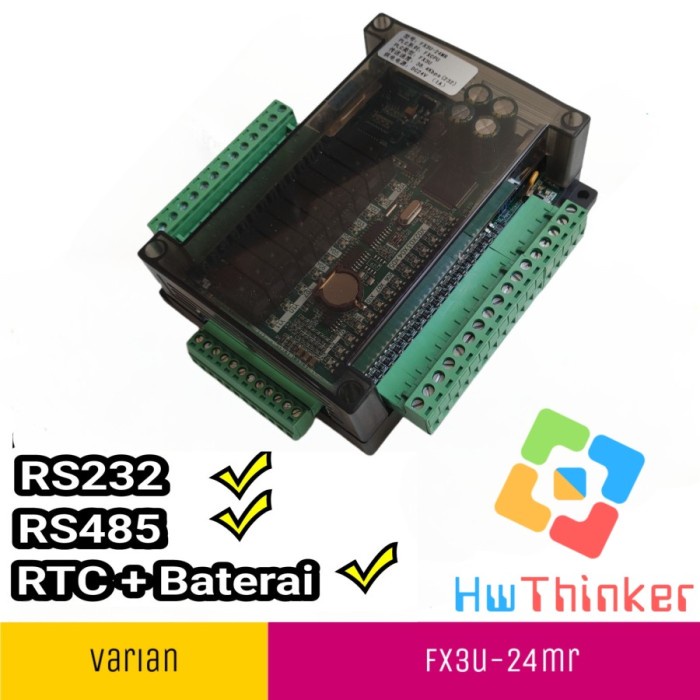 Jual Plc Fx3u 24mr 14di 10do 6ad 2da Rs485 Rs232 Rtc Modbus Rtu 24v