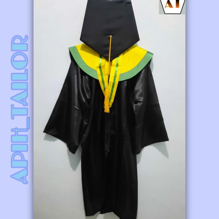 Jual Murah Banget BAJU TOGA WISUDA SARJANA 1SET_KUNING LIST HIJAU ...
