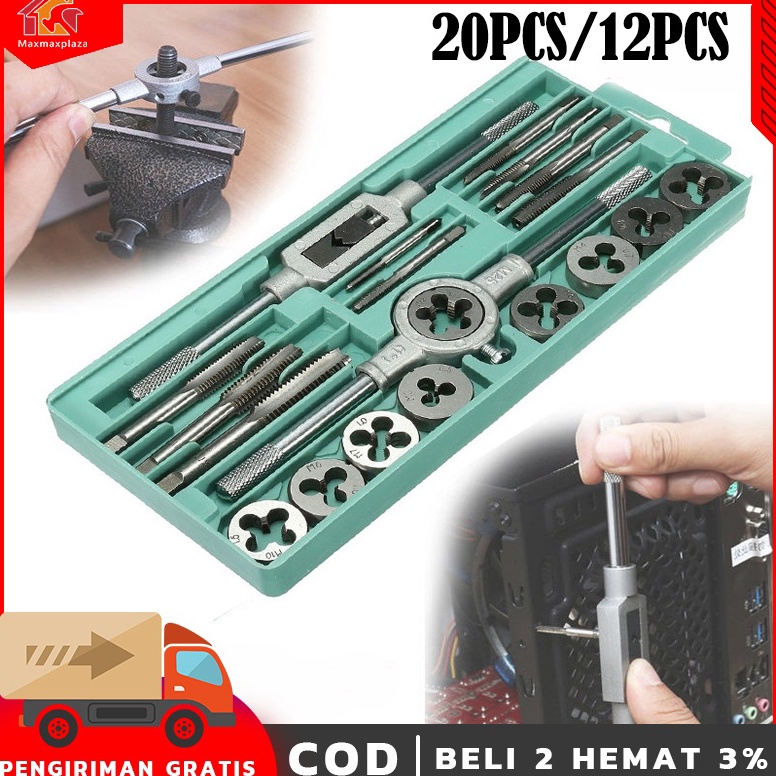 Jual TERBARU 12pcs /20pcs Tap Die Set Alat Snai dan Tap Ulir Dart Mur ...
