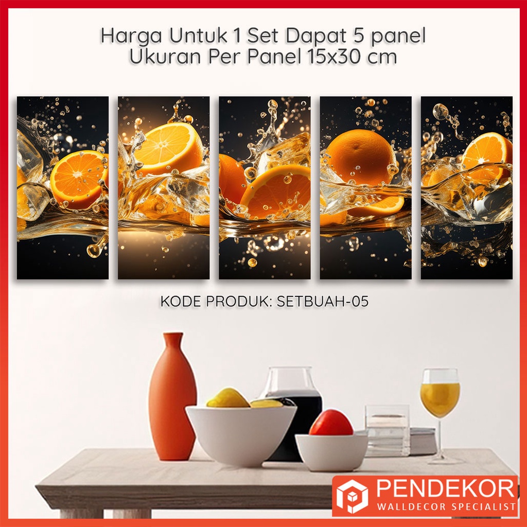 Jual Hiasan Dinding Motif Buah Dapat 5 Panel Pajangan Dinding Dapur ...
