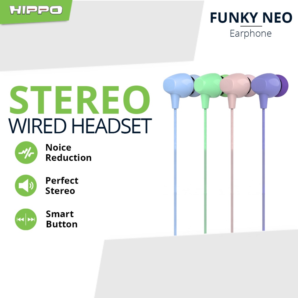 Jual Hippo Earphone Funky Neo Macaroon Super Bass Jack 3.5mm Wired ...