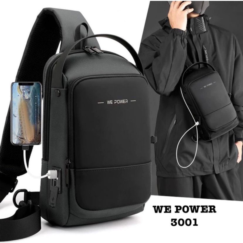 Jual WE POWER Tas Pria Sling bag Import Chest bag Waterproof Tas ...