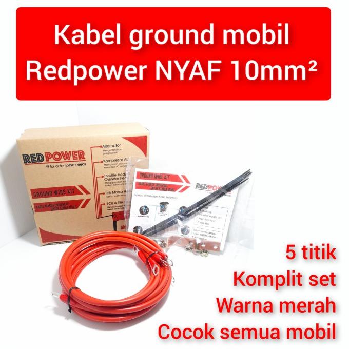 Jual Ground Wire Kit Kabel Grounding Mobil Redpower NYAF 10mm MERAH 5 ...