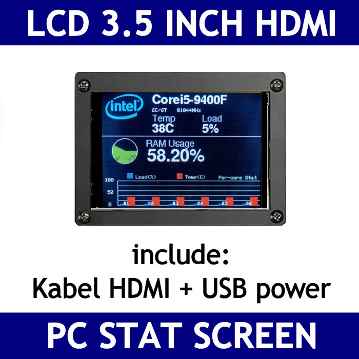 Jual LCD HDMI Mini untuk PC Case Stat Screen CPU Monitoring Temperatur ...