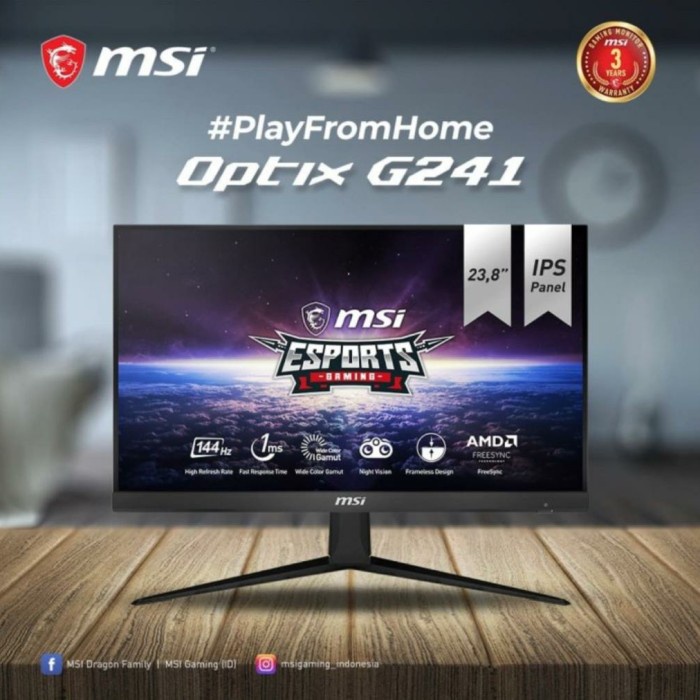 Jual MSI Optix G241 Monitor Gaming 24 Inch - FHD IPS 144Hz 1ms | Shopee ...