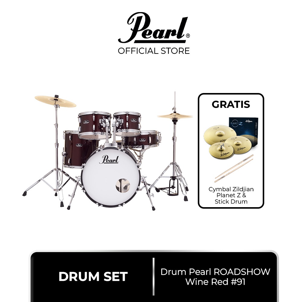 Jual Pearl [BUNDLE] Drum ROADSHOW Wine Red #91 + Cymbal Zildjian Planet ...