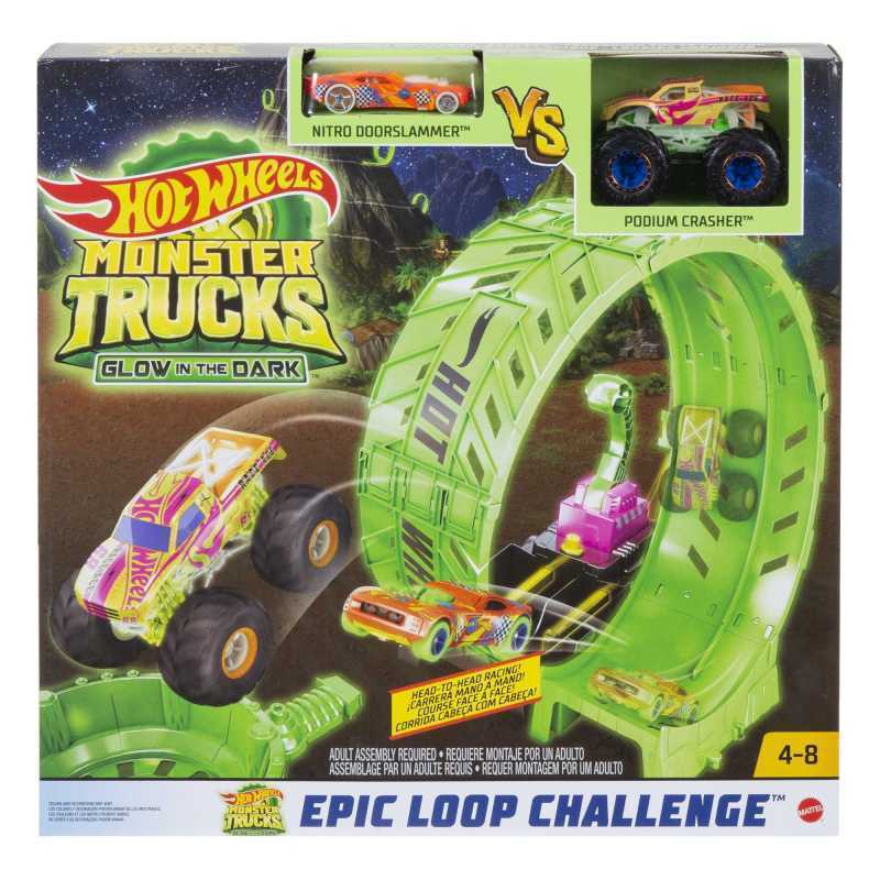 Jual Monster Trucks Epic Loop Challenge Glow In The Dark Track Hot Wh ...