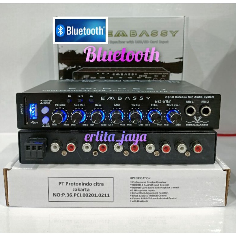 Jual cfj17 PARAMETRIK/PRE AMP EQ-888 BLUETOOTH USB/MMC Promo Spesial | Shopee Indonesia