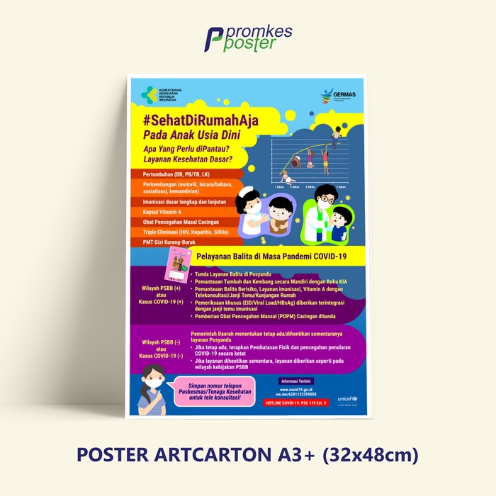 Jual Poster Kesehatan Protokol Kesehatan Sehat di Rumah Aja Anak usia ...