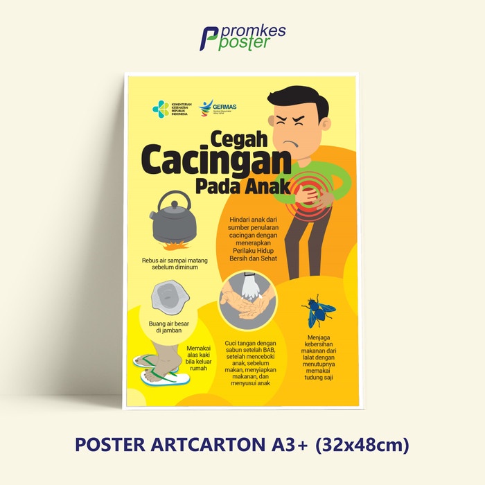 Jual Poster Kesehatan cegah cacingan pada anak | Shopee Indonesia