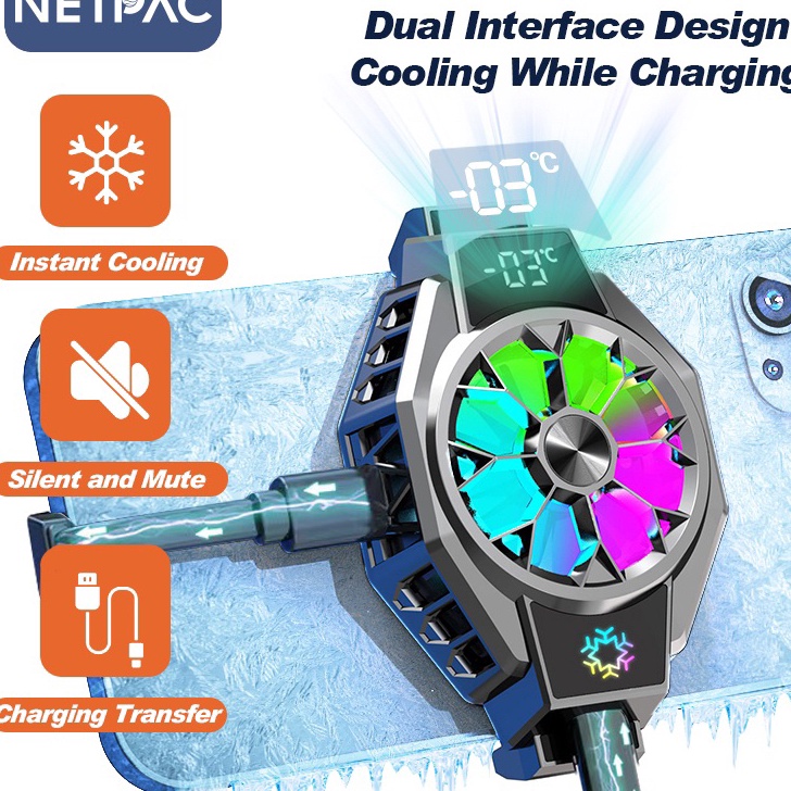 Jual ★★★★ NETPAC Fan Cooler X9 Pengatur Suhu Funcooler Kipas Gaming Hp ...