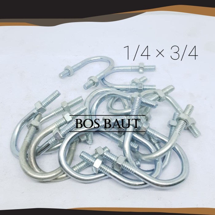 Jual Baut U - U Bolt Galvanis 1/4" x 3/4" | Shopee Indonesia