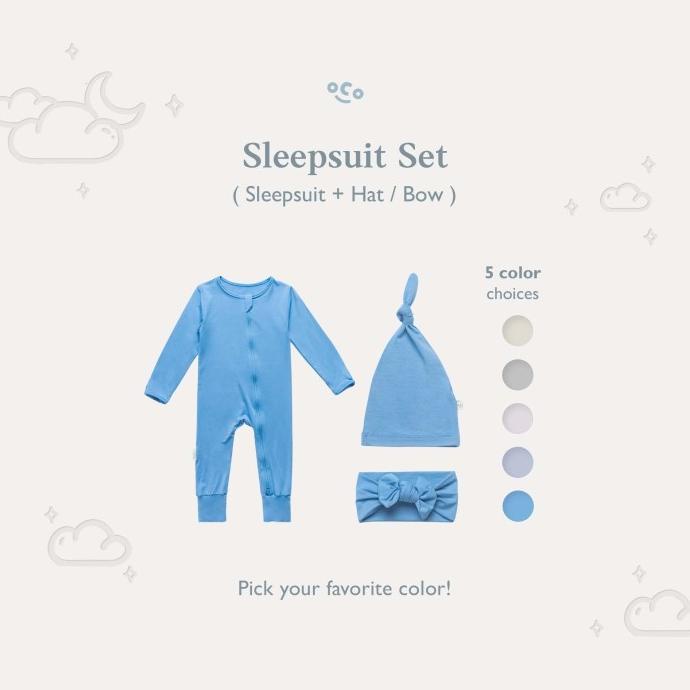 Jual Baby Sleepsuit Set - Sleepsuit with Hat / Bow - TENCEL - Cosoco ...