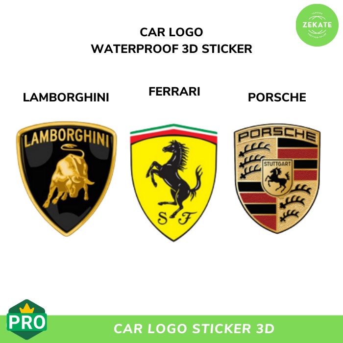 Jual Logo ferrari / Porsche / Lamborghini sticker mobil | Shopee Indonesia