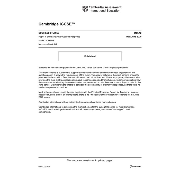 Jual MUST HAVE!! IGCSE BUSINESS 0450 2011- 2020 MAY/JUNE PAST PAPERS ...