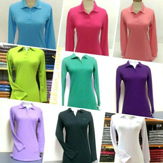 Jual Kaos Polo Shirt Wanita/Polo Polosan Krah Tangan Panjang Pengiriman ...