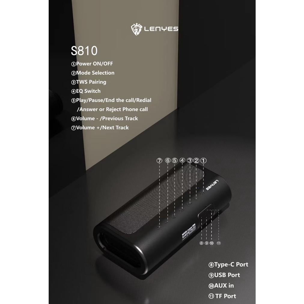 Jual Speaker Bluetooth Portable Bass Lenyes S810 S-810 Tws Spiker ...