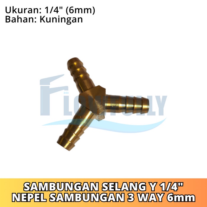 Jual NEPEL SAMBUNG Y 1/4 INCH KUNINGAN SAMBUNGAN SELANG 3 WAY Y ...
