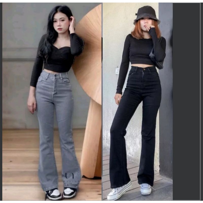 Jual Etna - Jeans Cutbray Highwaist Premium Korea Style Kekinian - Soft Jeans | Shopee Indonesia