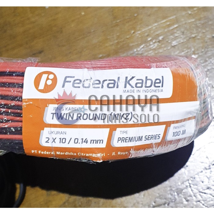 Jual Kabel Federal TWIN ROUND 2x10/0.14mm 100 Meter Premium Merah HItam ...