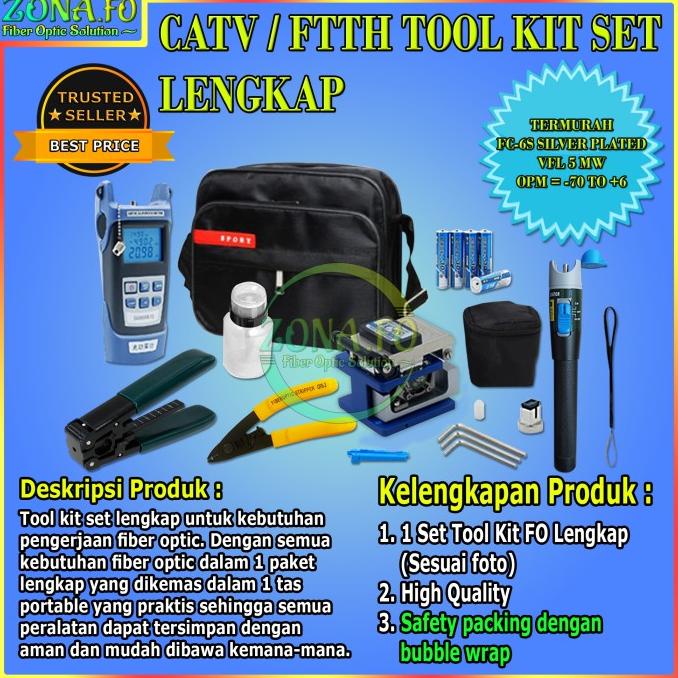 Jual ftth tool kit set lengkap opm vfl cleaver fo fiber optik toolkit ...
