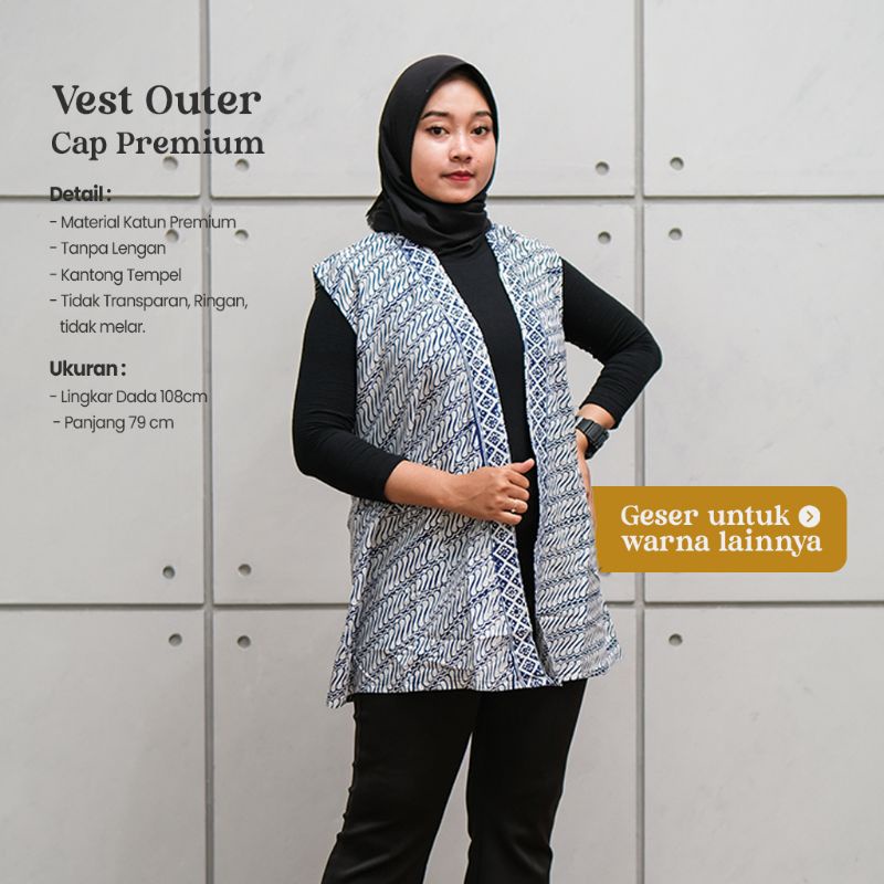 Jual Vest Outer Bahan Batik Cap Premium - Naira Batik | Shopee Indonesia