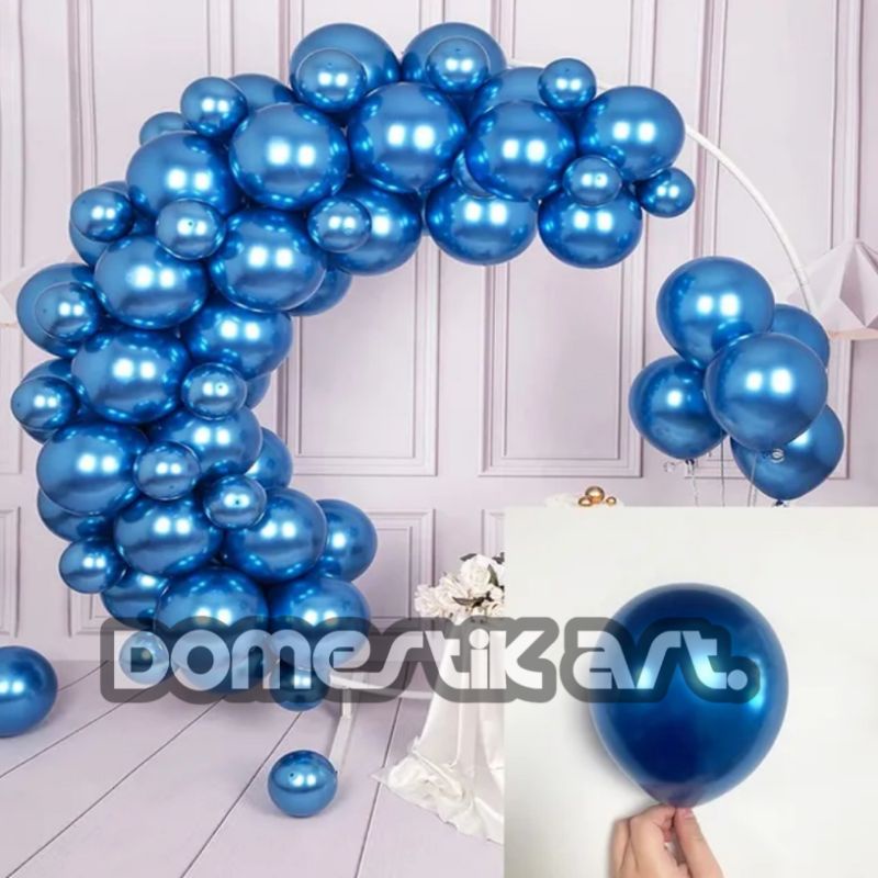 Jual Balon Latex Chrome 5 inch BIRU / balon metalik CHROME dekorasi ...
