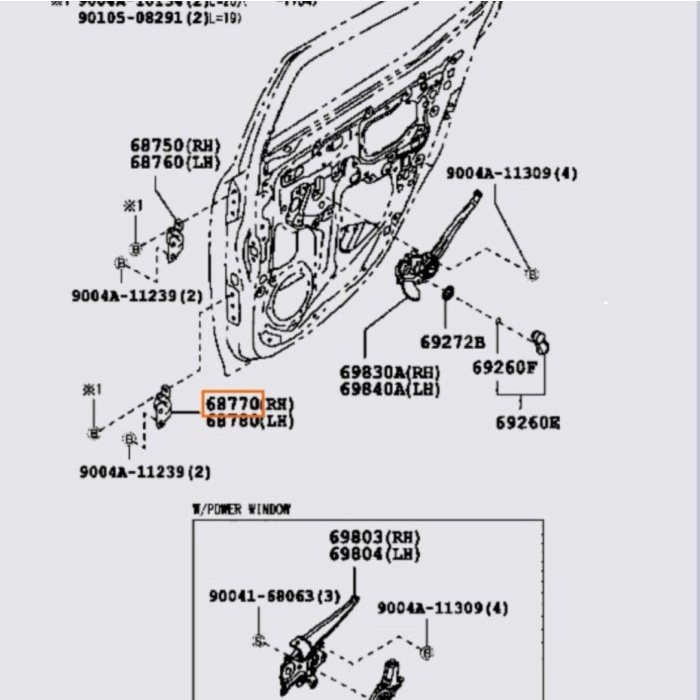 Jual Engsel Pintu Belakang Kanan Bawah atau Kiri Atas Agya 68760-BZ010 ...