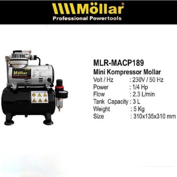 Jual Mollar mini kompresor Oilless 1/5hp Tabung 3liter untuk Air brush ...