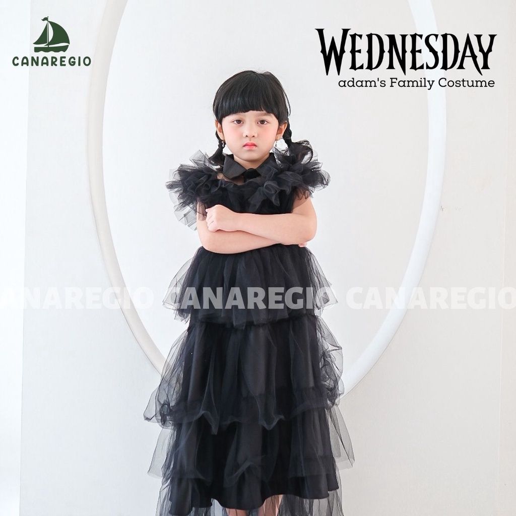 Jual Adam'S Faly Wednesday Dress Kostum Anak Tila Hitam Cosplay Prom ...