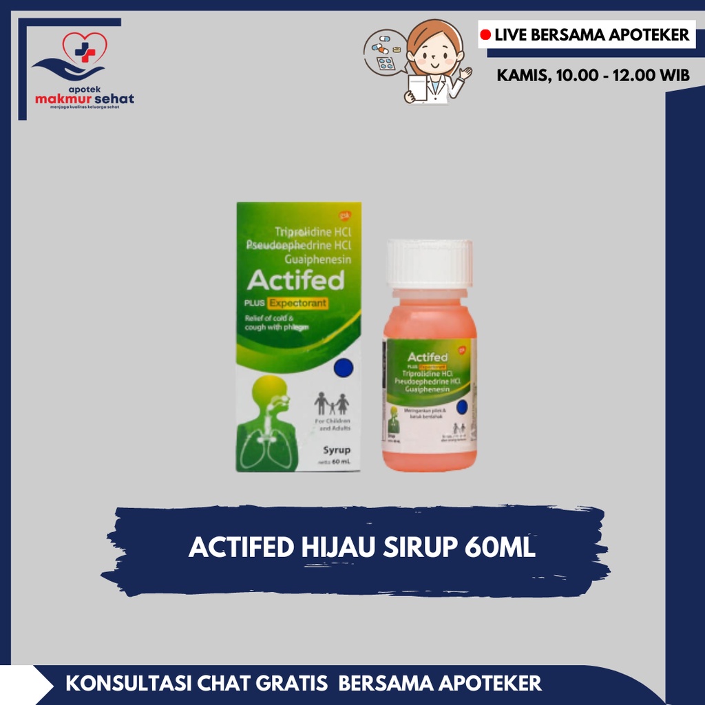 Jual Actifed Plus Expectorant Sirup 60 ml (Hijau) | Shopee Indonesia