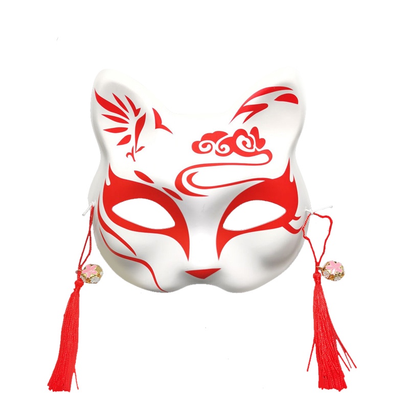 Jual Topeng Kitsune Mask Half Face Topeng Anime Jepang Kitsune Mask ...