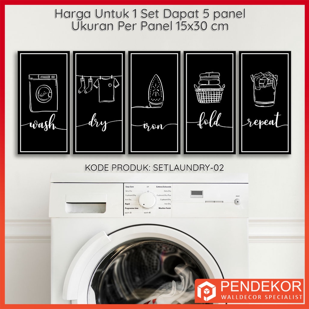 Jual Set Hiasan Dinding Tema Laundry Dapat 5 Panel Pajangan Dinding ...