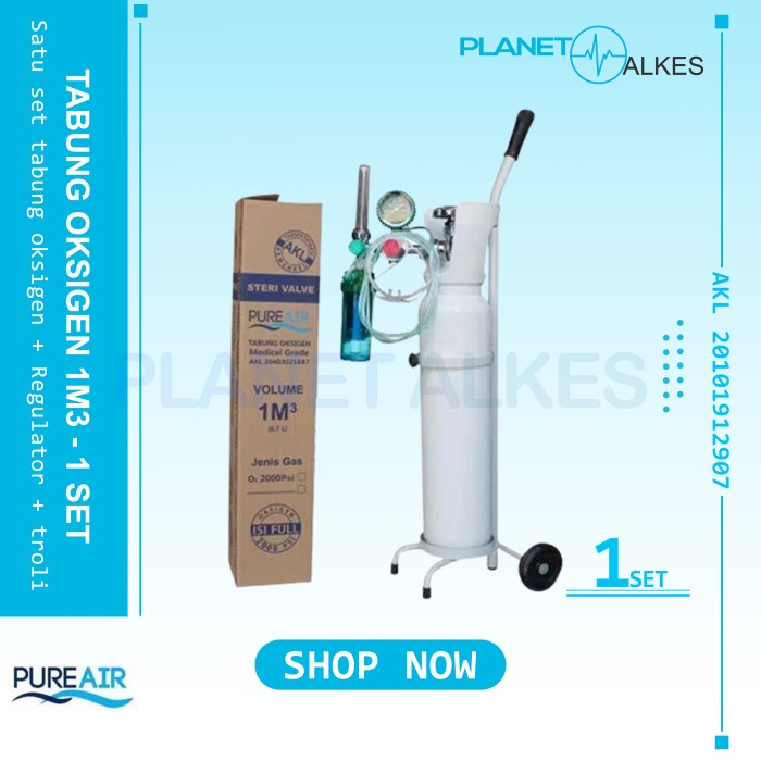 Jual Terlaris Tabung Oksigen 1M3 Komplit Siap Pakai - Tabung Oxygen Lengkap Satu Set | Shopee ...