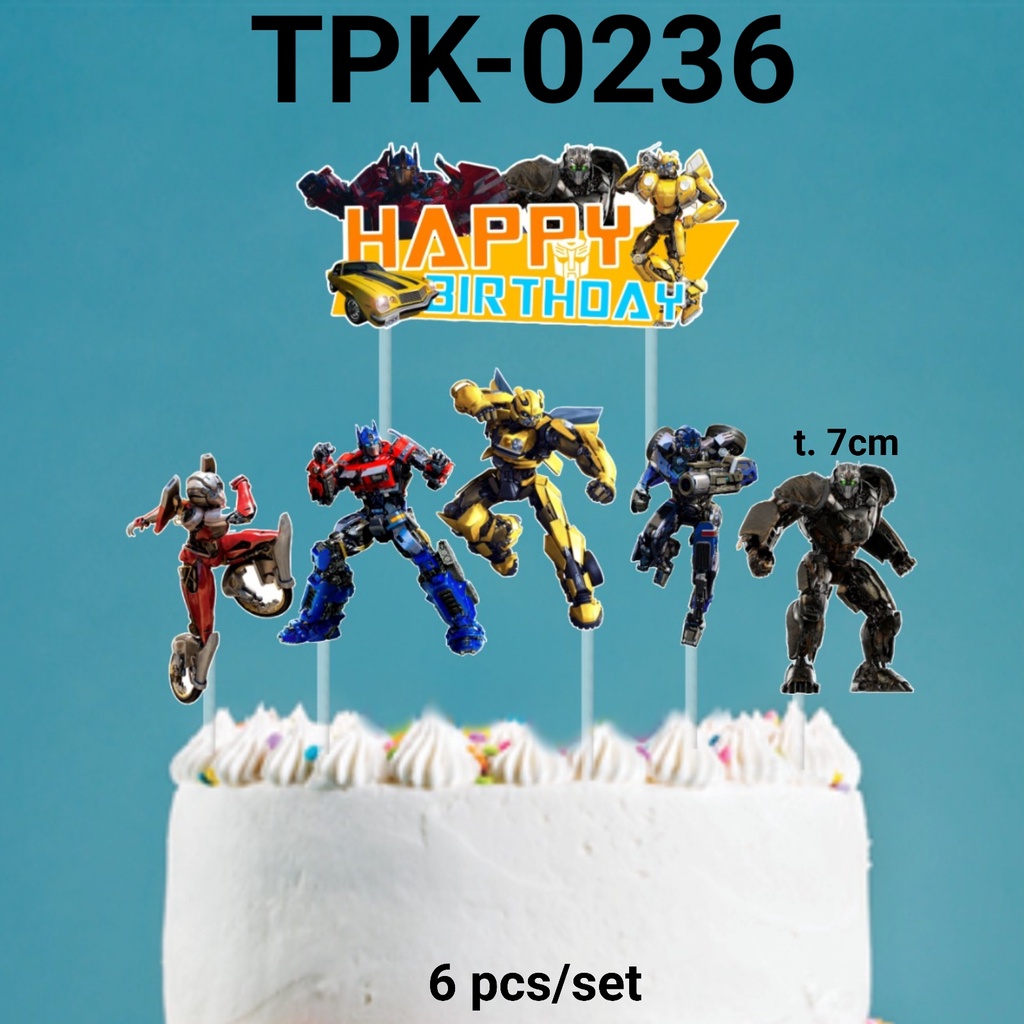Jual TPK-0236 Topper kertas hiasan kue cake transformers bumblebee (tpk ...