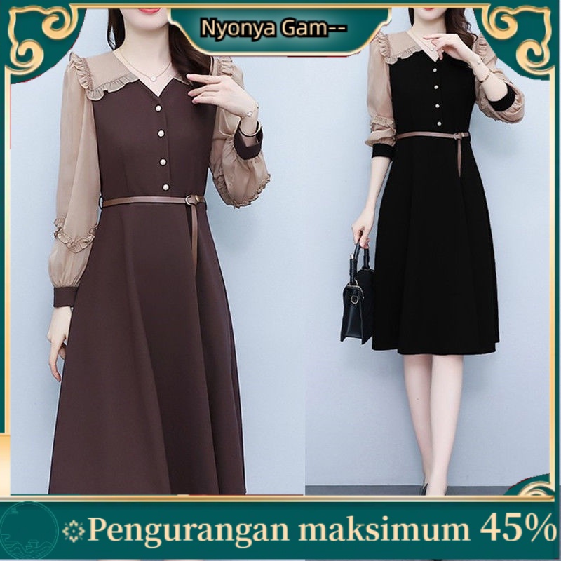 Jual Rasa desain French splicing dress wanita musim gugur baru high-end ...
