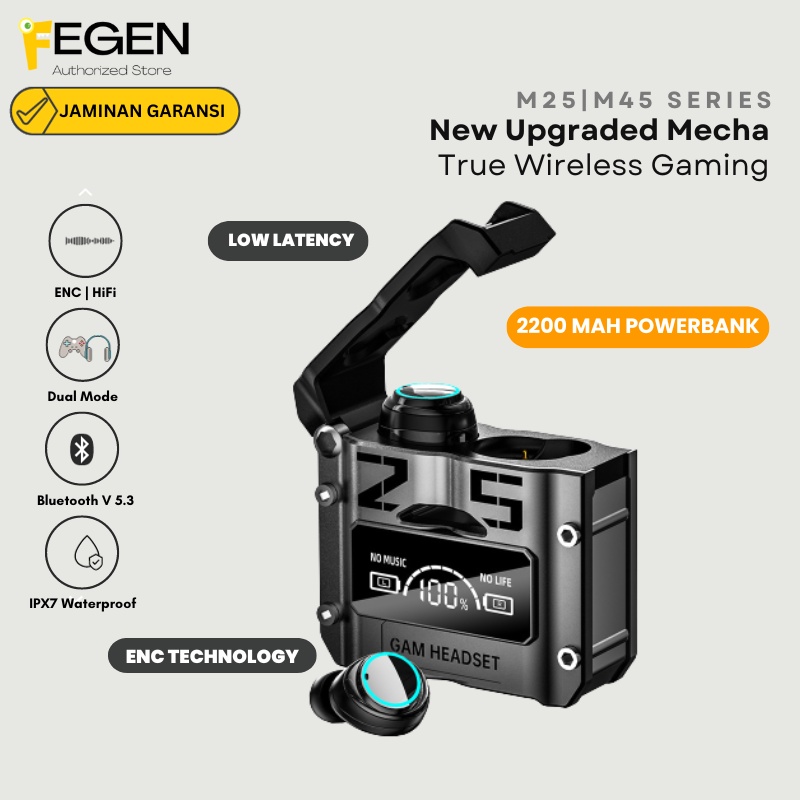 Jual FEGEN M25/M45 TWS Mecha Headset Gaming With ENC Technology latensi ...